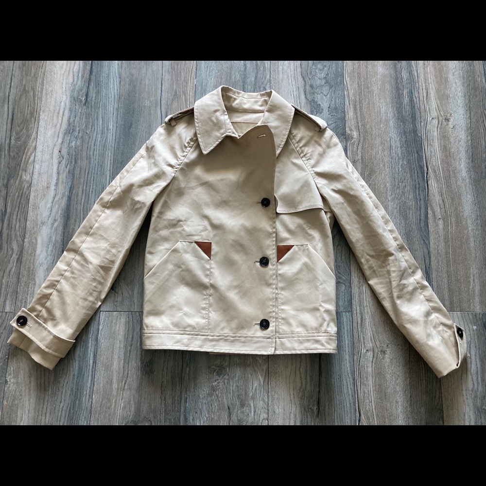 Lacoste Trench Coat With Leather Details Size 36 - Gem